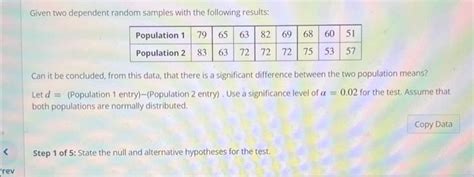 solved given two dependent random samples with the following