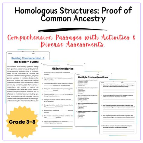 Homologous Structures Proof Of Common Ancestry Interactive Reading Passages