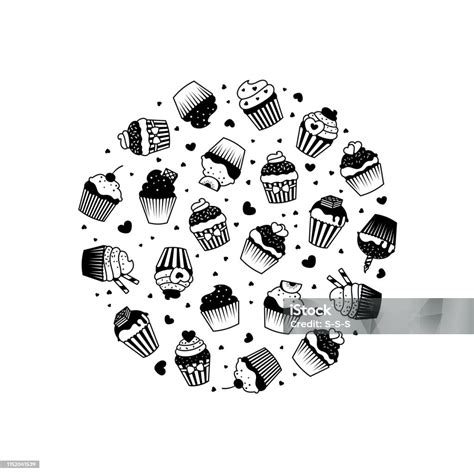 케이크 실루엣 배너 디자인입니다 검정 컵 케이크 벡터 일러스트 개념에 대한 스톡 벡터 아트 및 기타 이미지 개념 검은색 달콤한 음식 Istock