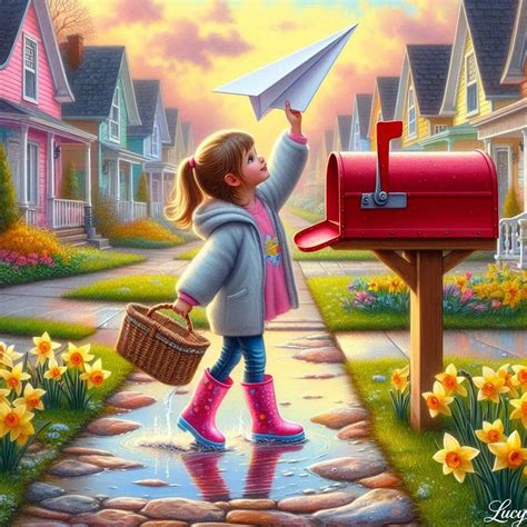 Cute Girl N Rain Boots Launching A Paper Airplane Online Puzzle