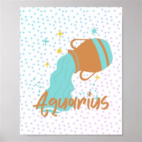 Modern Aquarius Water Bearer Zodiac Poster Zazzle