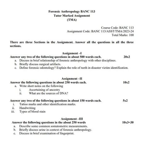 Banc 113 Forensic Anthropology In English Solved Assignment 2023 2024
