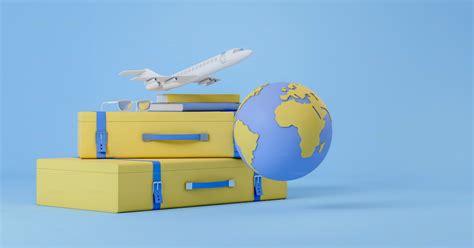비행기 이륙 및 여행 가방 책과 안경이 든 가방 지구 구체 국제 전세계 비행 파란색 배경 여행과 여행의 개념입니다 3d 렌더링 사진 Unsplash의 여행하다 이미지