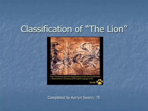 Ppt Classification Of “the Lion” Powerpoint Presentation Free