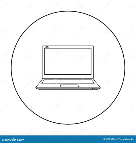 Laptop Icon In Outline Style Isolated On White Background Personal Computer Symbol Stock Vector