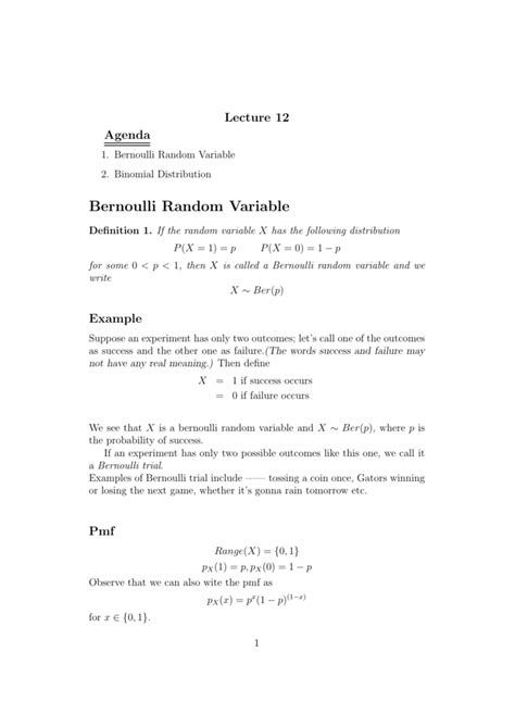 Bernoulli Random Variable