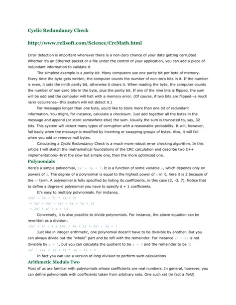 Cyclic Redundancy Check