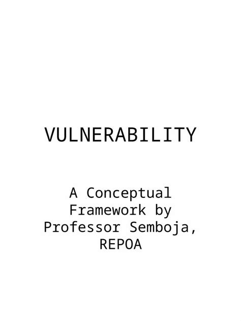 Ppt Vulnerability A Conceptual Framework By Professor Semboja Repoa