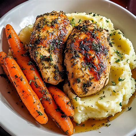 Garlic Herb Chicken With Mashed Potatoes And Glazed Carrots 4 Servings