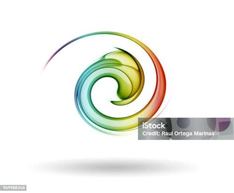 흰색 배경으로 추상적인 원형 로고입니다 레인 보우 색상 효과 연기 황금비에 대한 스톡 사진 및 기타 이미지 황금비 기체 물리 구조 난류 Istock