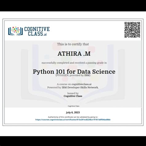 Athira M On Linkedin Completion Certificate Of Python For Data Science