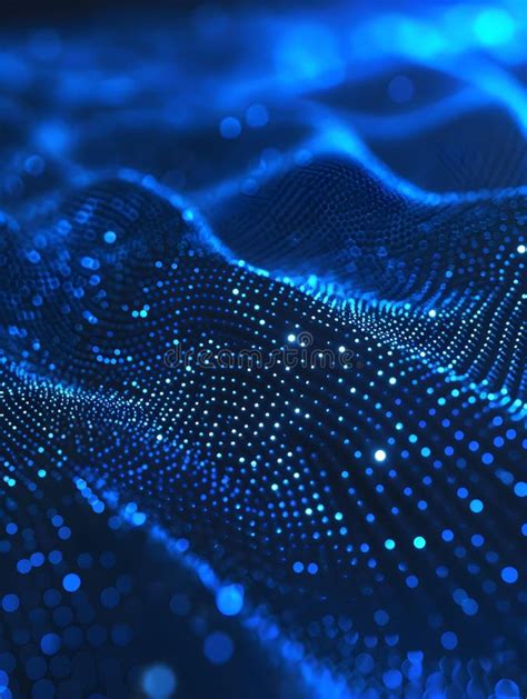 Blurred Data Science Wallpaper In Blue Colors Abstract Network Of Dots And Lines Stock