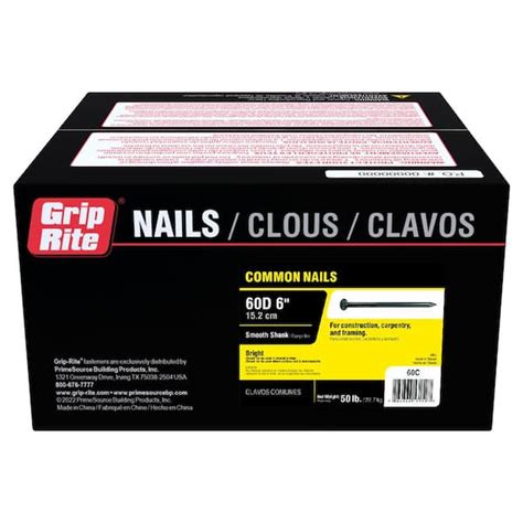 Reviews For Grip Rite 6 In X 2 Gauge 60 Penny Bright Steel Smooth Shank Common Nails 50 Lb Box