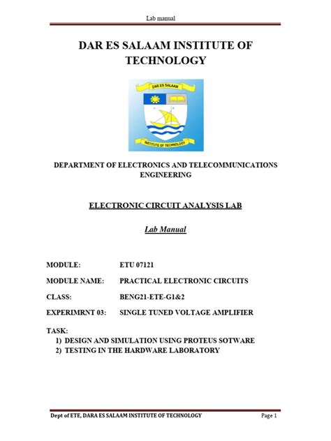 3 Single Tuned Voltage Amplifier Pdf Amplifier Electrical Network