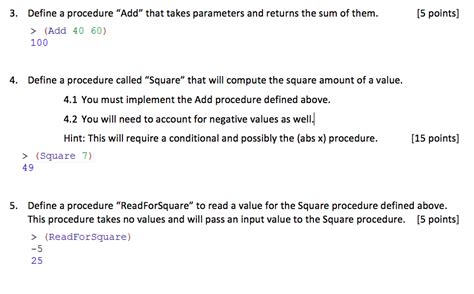 Solved 3 Define A Procedure Add That Takes Parameters And