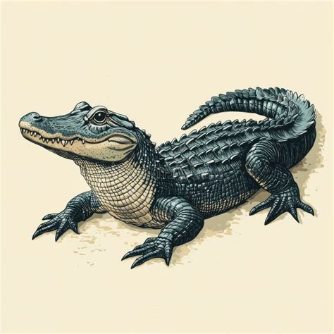 American Alligator Reptile Wildlife Illustration Art Nature Animal