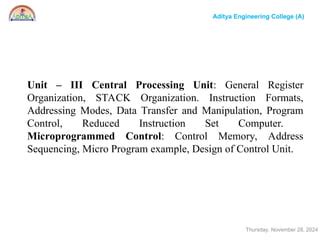 Computer Organisation Unit Presentatio PPT