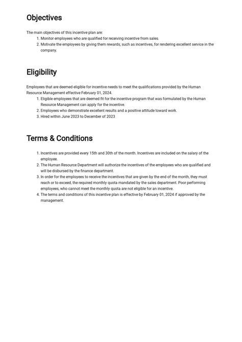 Sales Incentive Plan Template