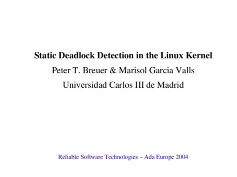 Pdf Static Deadlock Detection In The Linux Kernel Rst 2004