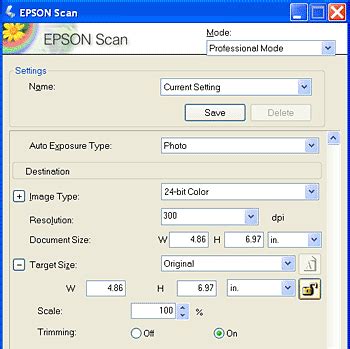 Selecting Epson Scan Settings