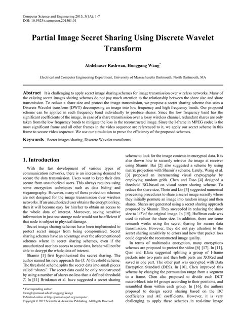 pdf partial image secret sharing using discrete wavelet transform