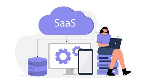 flat design illustration of woman explaining saas software service