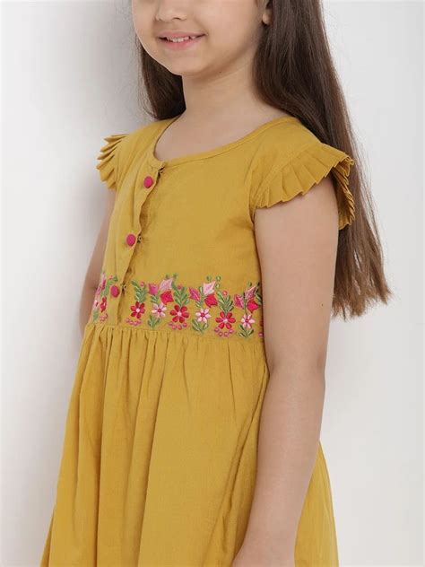 Bitiya By Bhama Girls Mustard Empire Dress At ₹ 659 00 महिलाओं की