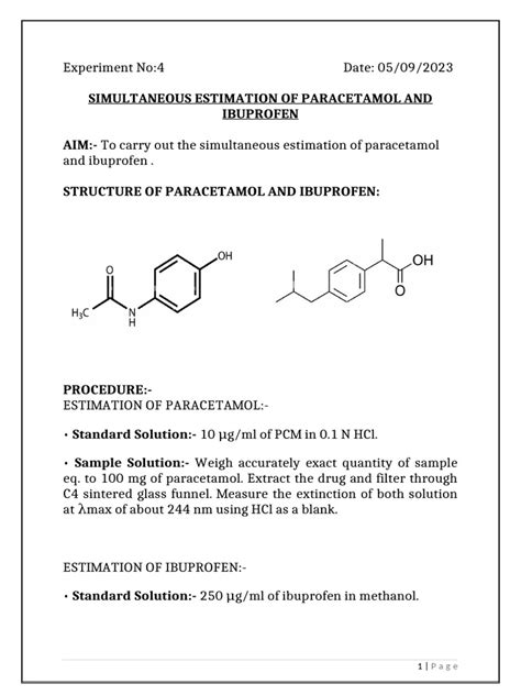 Simultaneous Estimation Of Paracetamol And Ibuprofen Pdf