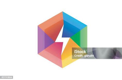 크리에이 티브 플래시 다채로운 육각 번개 플래시 심볼 디자인 3차원 형태에 대한 스톡 벡터 아트 및 기타 이미지 3차원 형태 개념 건설 산업 Istock