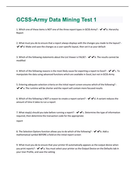 gcss army data mining exam 1 2023 with complete solution graded a