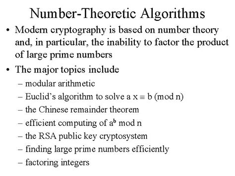 Numbertheoretic Algorithms Modern Cryptography Is Based On Number