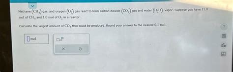 solved methane ch4 gas and oxygen o2 gas react to form