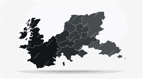 Detailed Black And White Ireland Map With Cities And Counties Premium Ai Generated Vector