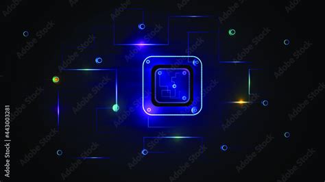Technology Background And Power Button And Main Board Or CPU Vector Picture Stock Vector Adobe