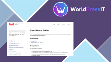 Newsletter Fluent Forms Worldpress It