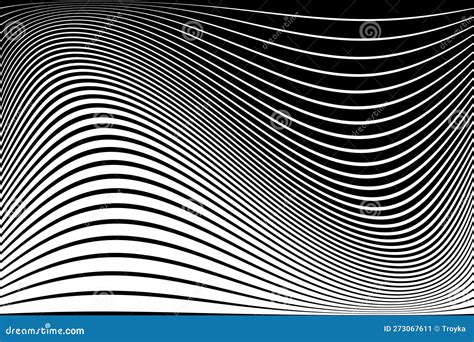 Wavy Lines Pattern With 3d Illusion And Twisting Movement Effect Stock Vector Illustration Of