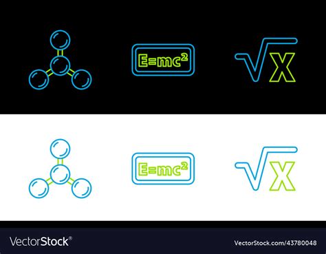Set Line Square Root Of X Glyph Molecule Vector Image