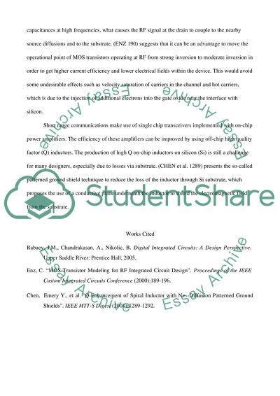 Rf Integrated Circuits Electrical Engineering Thesis Proposal