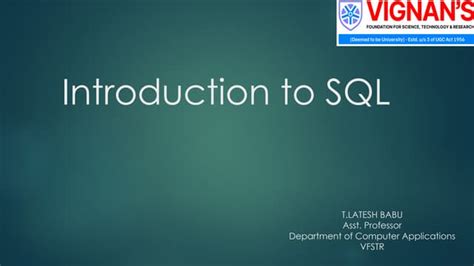 Introduction To Structural Query Language Pptx