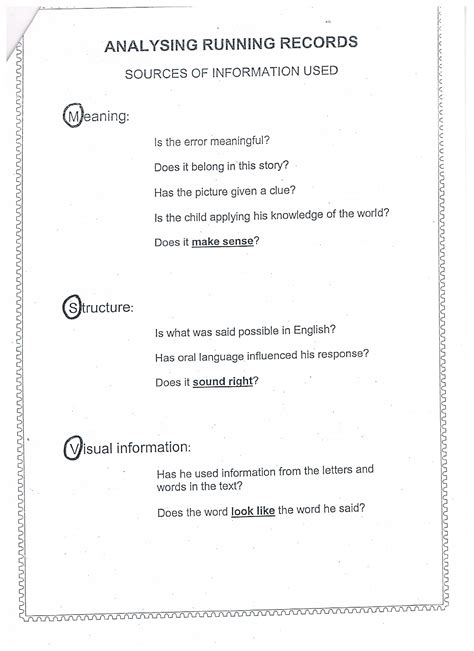 Running Record Conventions And Scoring Reading Recovery With Rob