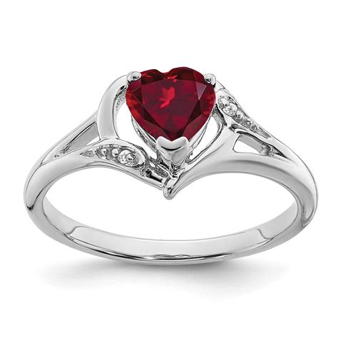 14k White Gold Created Ruby And Real Diamond Heart Ring Rm7153 Ru 001