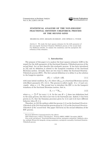 Pdf Statistical Analysis Of The Non Ergodic Fractional Ornstein Uhlenbeck Process Of The