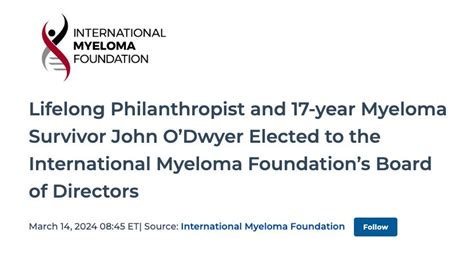 Press Release The International Myeloma Foundation Imf Is Thrilled