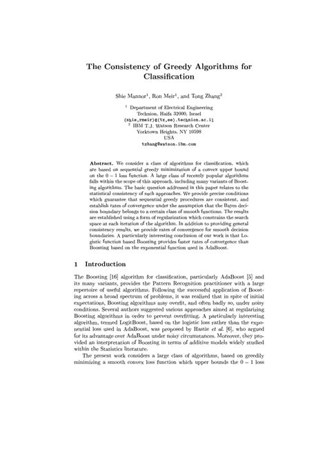 Pdf The Consistency Of Greedy Algorithms For Classification
