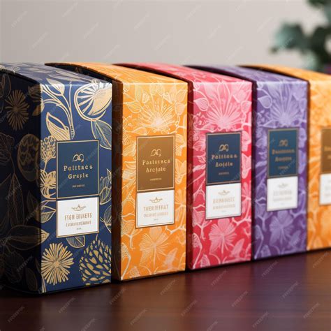 premium photo four boxes of different colors of different colors are lined up on a table