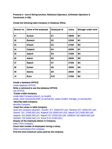 Sql Prac 4 Pdf Salary Information Retrieval