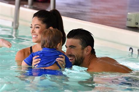 Michael Phelps Swimming With Son Boomer August Ps Celebrity