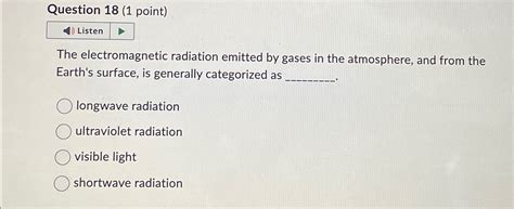 Solved Question 18 1 Point ListenThe Electromagnetic Chegg Com