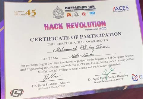Mohammed Shabaz Khan On Linkedin Csi Hackathonexperience Hackrevolution2025 Learningjourney