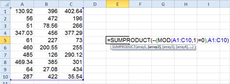 How To Sum Only Whole Numbers In Excel